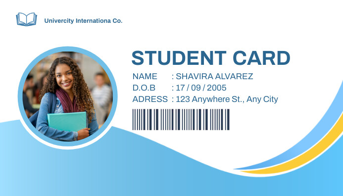 White Id Card Student White And Blue Modern Template | PosterMyWall