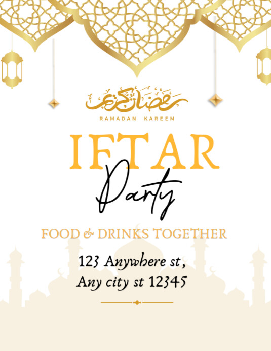 White Iftar Party Flyer 2025 Templat | PosterMyWall
