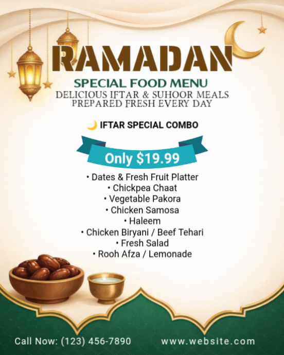 White Iftar Special Combo Instagram Portrait Template | PosterMyWall