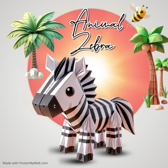 Plantilla de White Illustrative 3d Animation Zebra Instagram Post ...