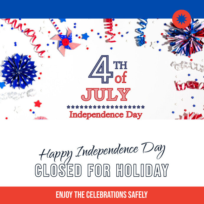 White Illustrative 4th Of July Instagram Post Template | PosterMyWall