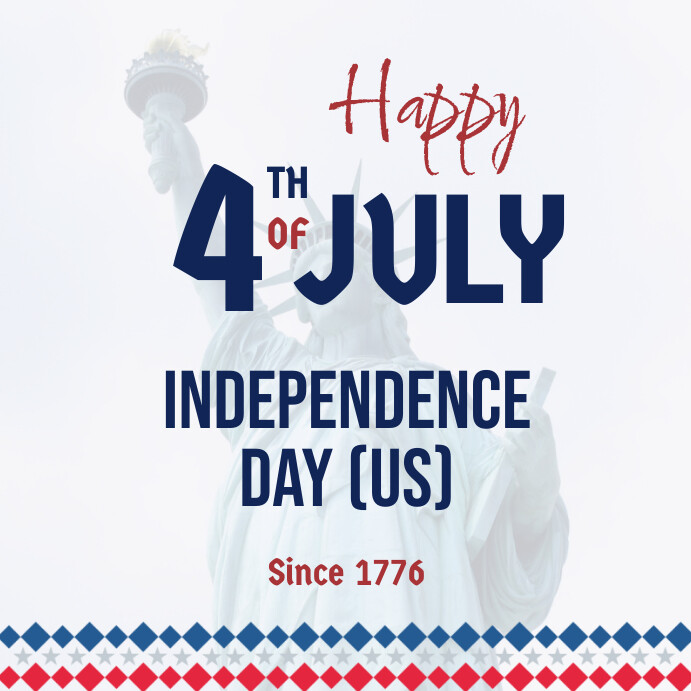 White Illustrative 4th Of July Instagram Post Template | PosterMyWall