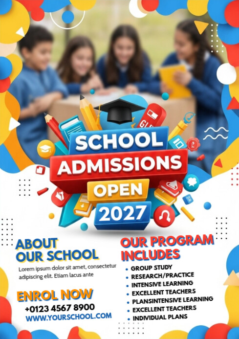 White Illustrative Admission Open Flyer Template A4 | PosterMyWall