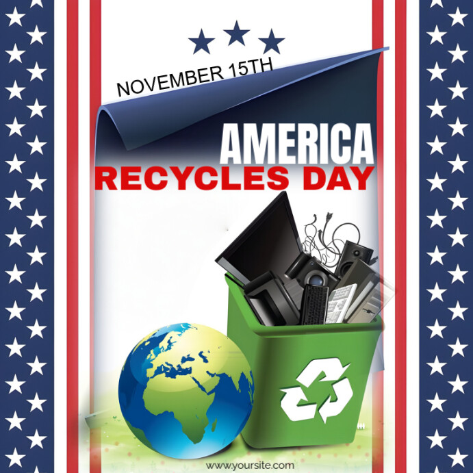 Plantilla de White Illustrative America Recycles Day Instagram Post ...