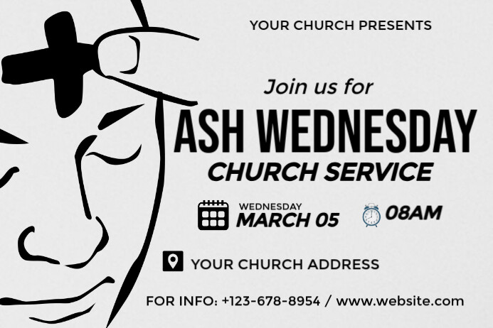 Copy of White Illustrative Ash Wednesday Church Service Flyer Template ...