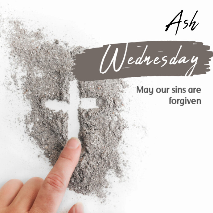 White Illustrative Ash Wednesday Cross Design Instagram Post Template ...