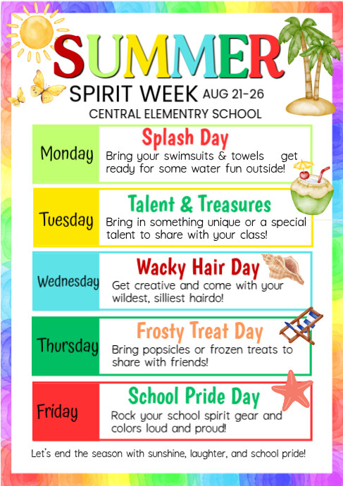Copy of White Illustrative August Spirit Week A4 | PosterMyWall