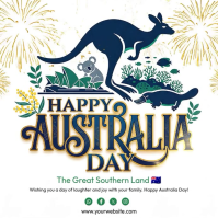 White Illustrative Happy Australia Day Square (1:1) Template | PosterMyWall