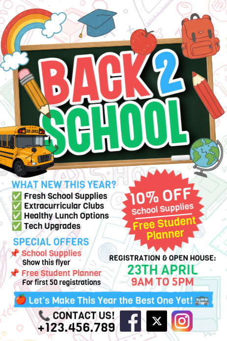 Copy of White Illustrative Back 2 School Poster | PosterMyWall