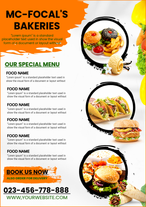 White Illustrative Bakeries Food Template Design A4 | PosterMyWall