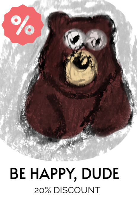 White Illustrative Be Happy Dude Poster Template | PosterMyWall