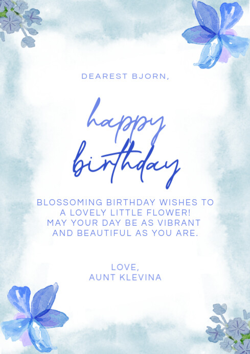 White Illustrative Birthday A4 Template | PosterMyWall
