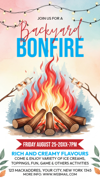 White Illustrative Bonfire Celebration Instagram Story Template ...