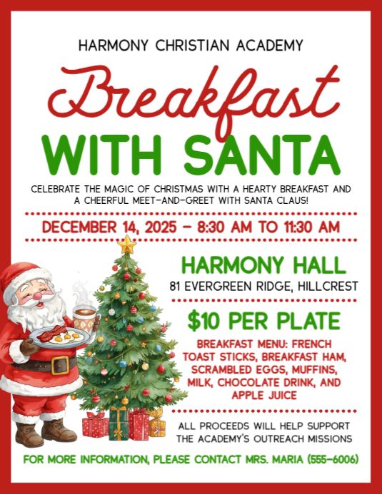 White Illustrative Breakfast With Santa Fundraiser Flyer (us Letter ...
