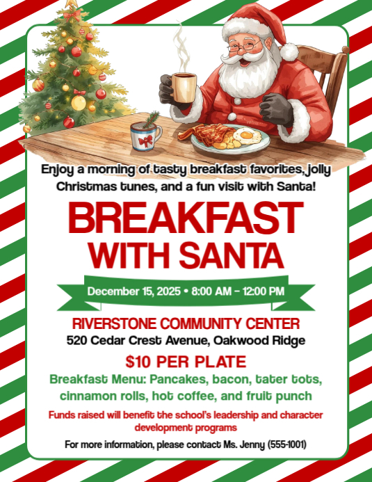Modèle White Illustrative Breakfast With Santa Fundraiser Flyer (us ...