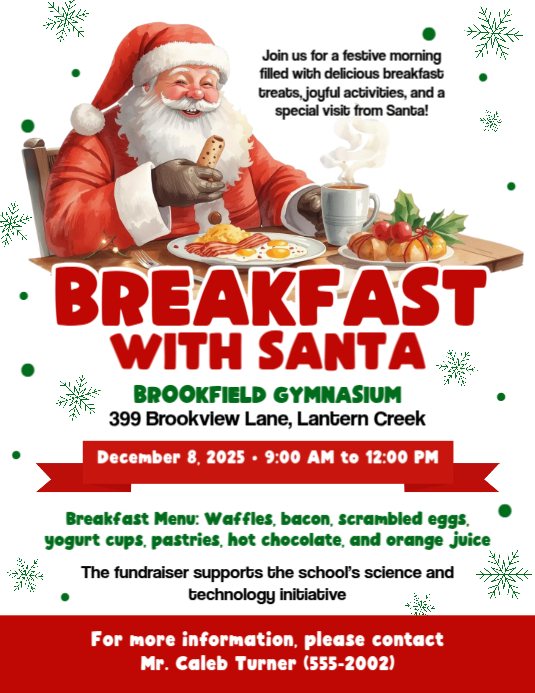 White Illustrative Breakfast With Santa Fundraiser Flyer (us Letter ...