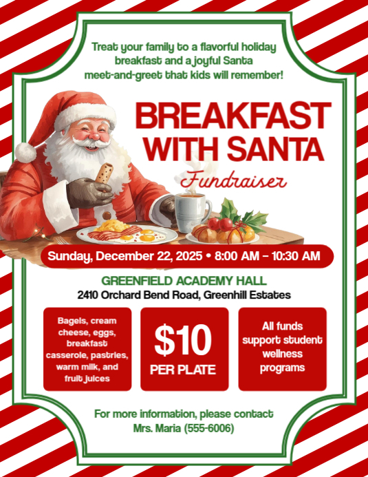 White Illustrative Breakfast With Santa Fundraiser Flyer (us Letter ...
