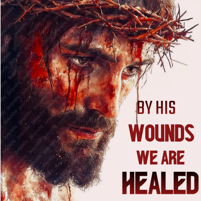 White Illustrative By His Wounds We Are Healed Instagram Post Template ...