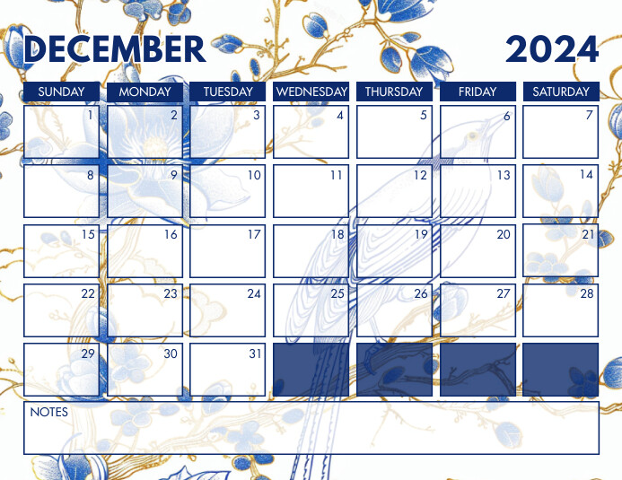 White Illustrative Calendar December 2024 Fly Template | PosterMyWall