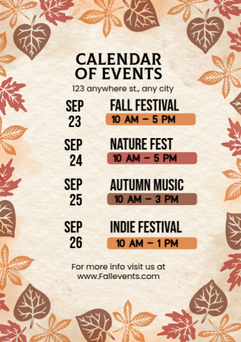 White Illustrative Calendar Of Events A2 Template | PosterMyWall