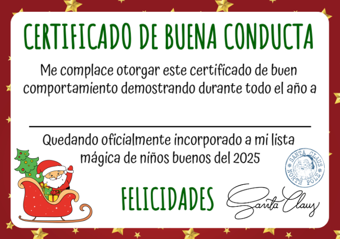 White Illustrative Certificado De Buena Conducta, Santa Claus A4 ...
