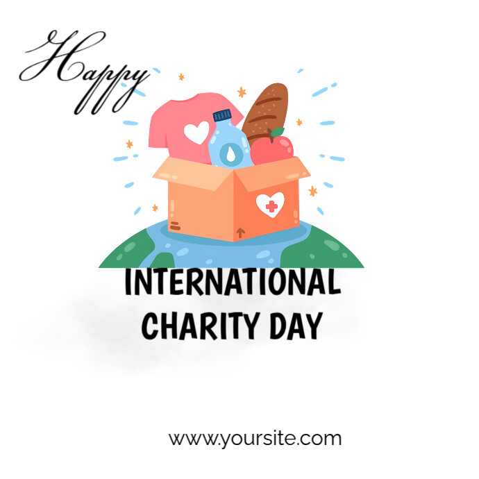 White Illustrative Charity Donation Box Logo Template | PosterMyWall
