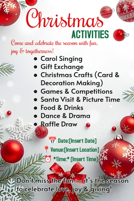 White Illustrative Christmas Activities Flyer Poster Template ...