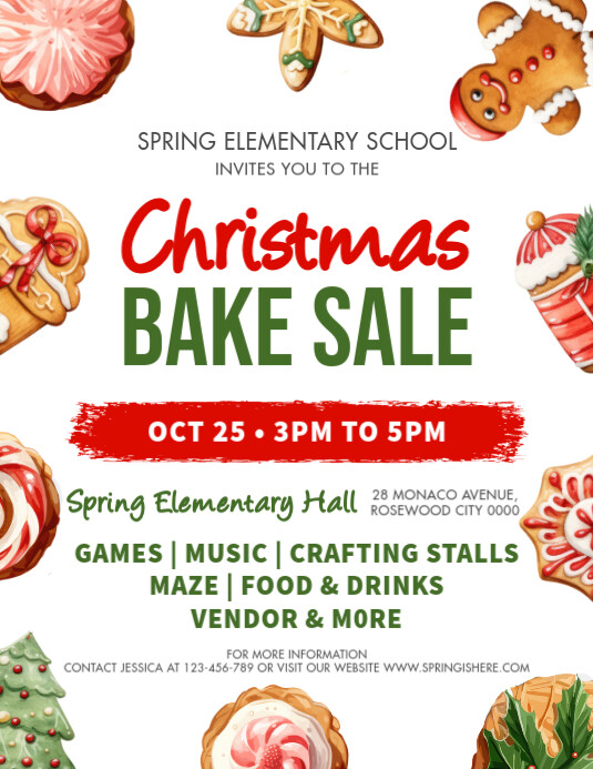 White Illustrative Christmas Bake Sale Flyer (us Letter) Template ...