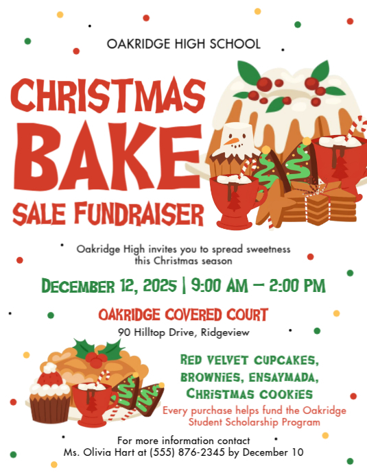 White Illustrative Christmas Bake Sale Fundraiser Flyer (us Letter ...