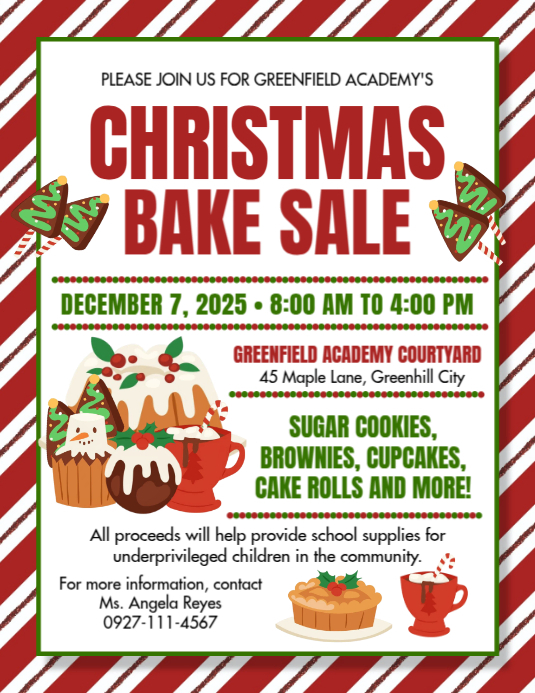 White Illustrative Christmas Bake Sale Fundraiser Flyer (us Letter ...
