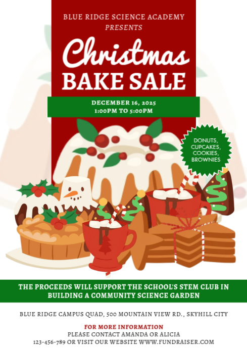 White Illustrative Christmas Bake Sale Fundraiser A4 Template ...