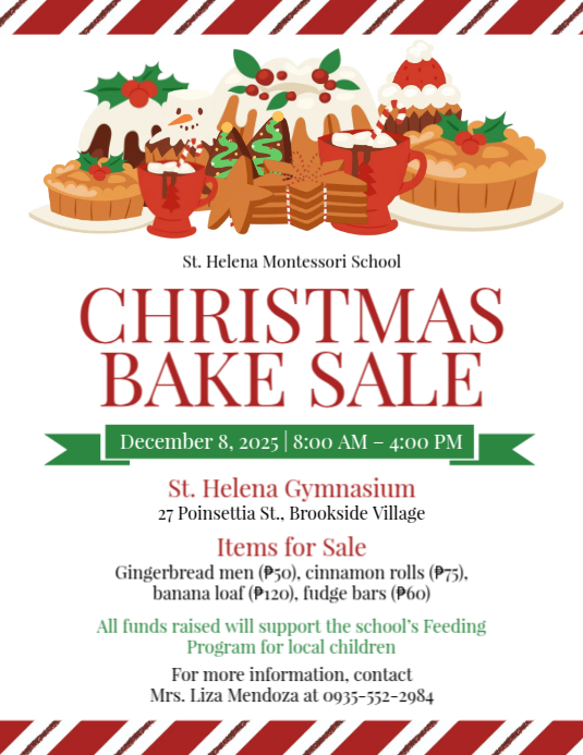 White Illustrative Christmas Bake Sale Fundraiser Flyer (us Letter ...