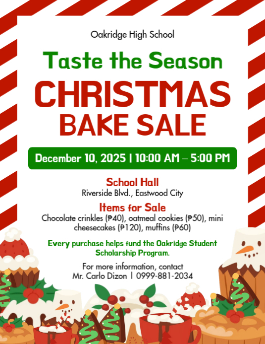 White Illustrative Christmas Bake Sale Fundraiser Flyer (us Letter ...