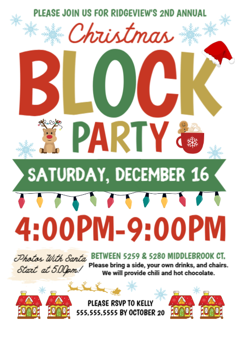 Copy of White Illustrative Christmas Block Party A4 | PosterMyWall