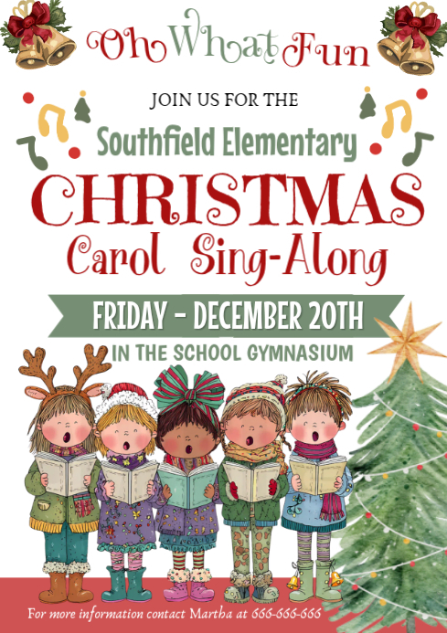 White Illustrative Christmas Carol Singing A4 Template | PosterMyWall