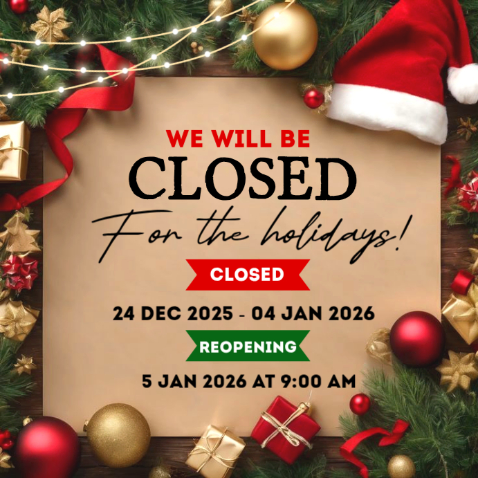 White Illustrative Christmas Closure Dates Instagram Post Template ...