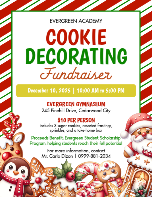 Plantilla de White Illustrative Christmas Cookie Decorating Fundraiser ...