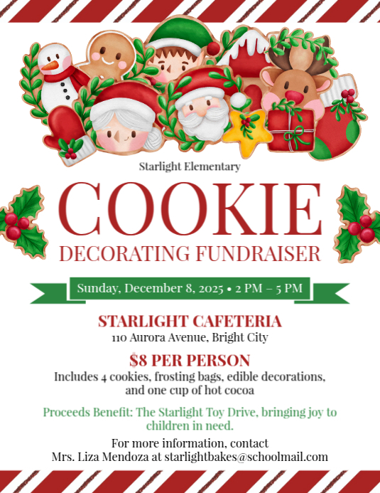 White Illustrative Christmas Cookie Decorating Fundraiser Flyer (us ...