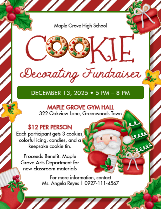 White Illustrative Christmas Cookie Decorating Fundraiser Flyer (us ...