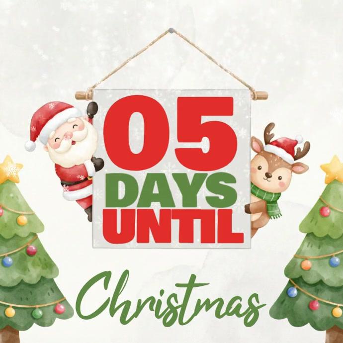 White Illustrative Christmas Countdown Instagram Post Template ...