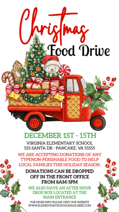 White Illustrative Christmas Food Drive Instagram Story Template ...