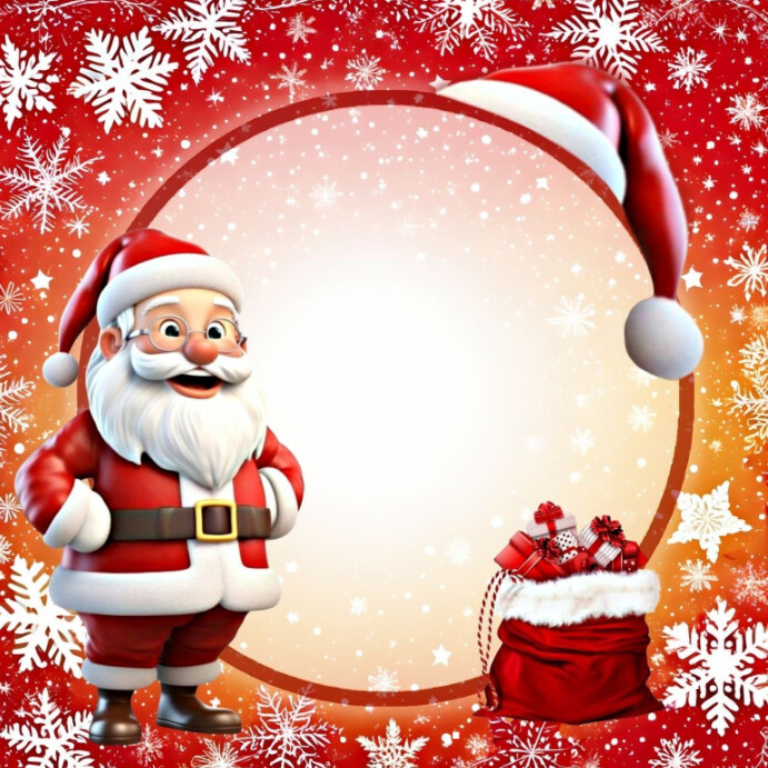 White Illustrative Christmas Frame Instagram Post Template | PosterMyWall