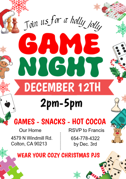 Copy of White Illustrative Christmas Game Night A4 | PosterMyWall