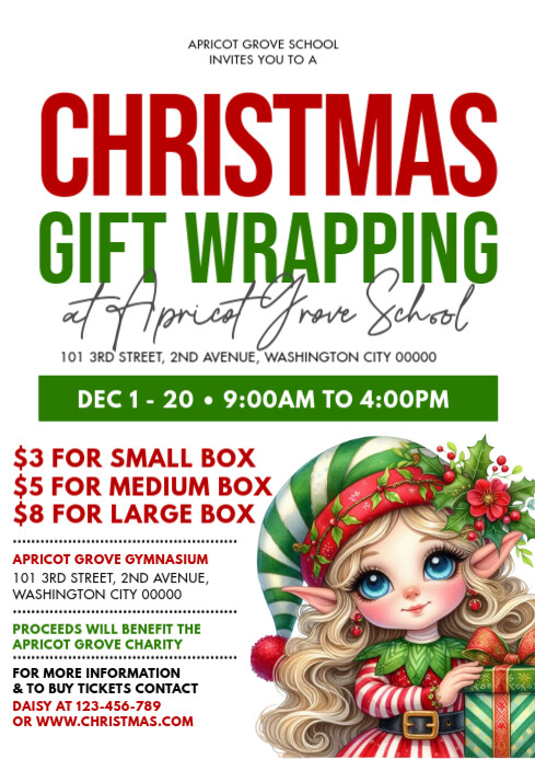 White Illustrative Christmas Gift Wrapping Flyer A4 Template | PosterMyWall