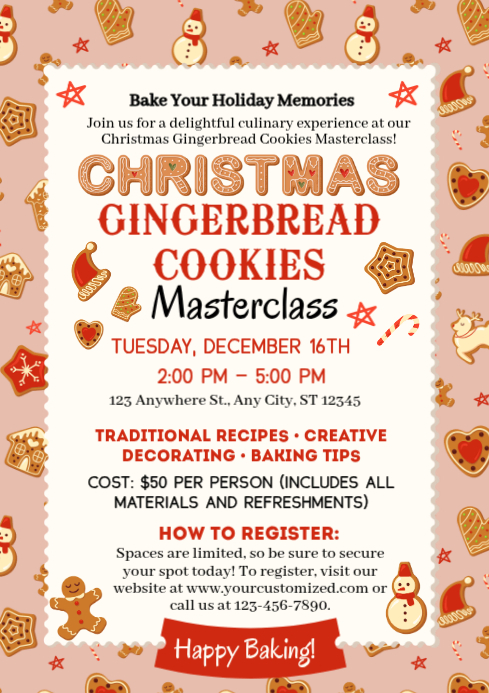 Copy of White Illustrative Christmas Gingerbread Cookies Masterclass A4 ...