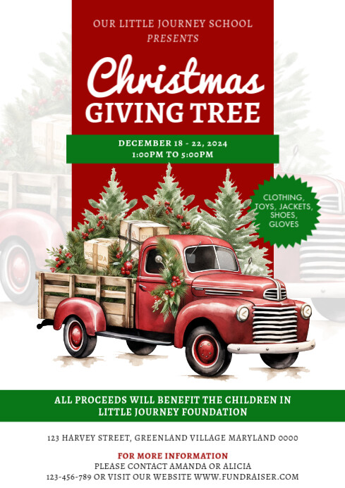 White Illustrative Christmas Giving Tree Flyer A4 Template | PosterMyWall