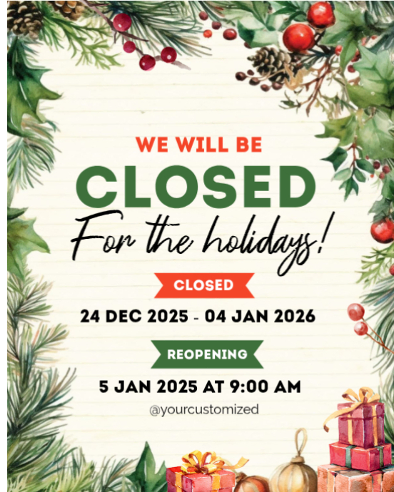 White Illustrative Christmas Holiday Opening Hours Instagram Portrait ...