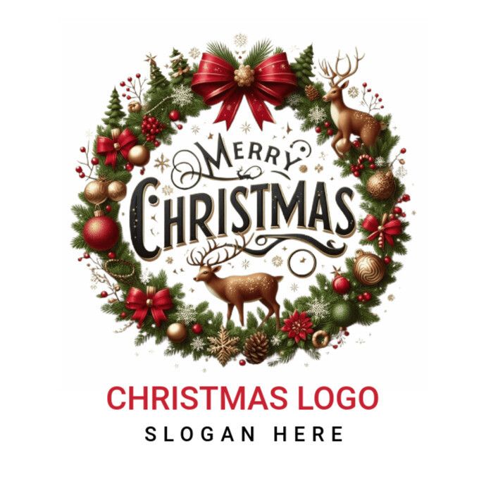 White Illustrative Christmas Logo Logo Template | PosterMyWall