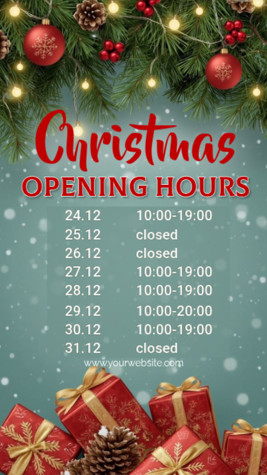 White Illustrative Christmas Opening Hours Instagram Story Template ...