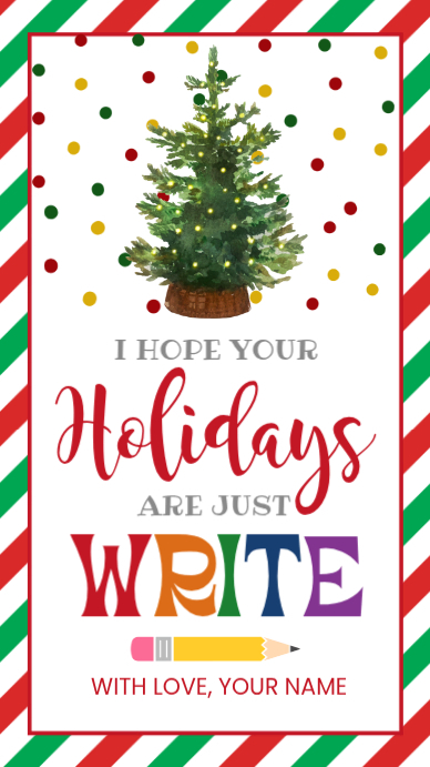Copy of White Illustrative Christmas Pencil Gift Tag Instagram Story ...